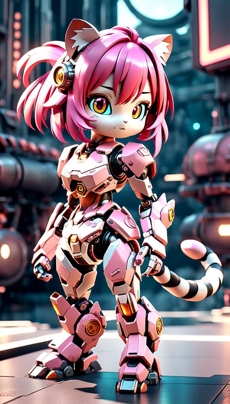 Mecha Tiger Chibi Fighter - AI Generated Artwork - NightCafe Creator