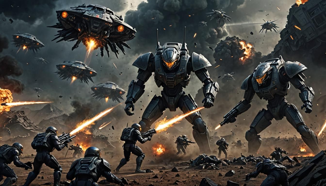 starship troopers fighting on alien planet - AI Generated Artwork ...