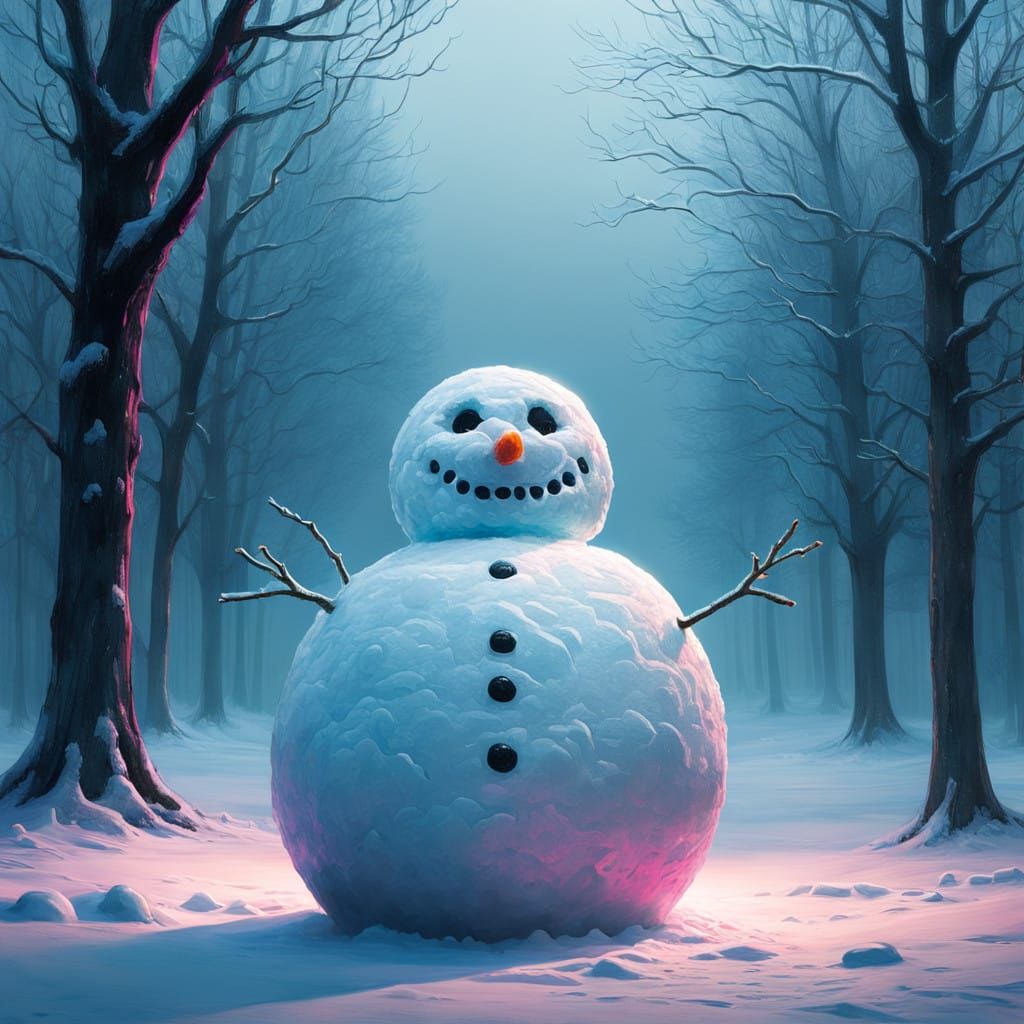 Vibrant, larger-than-life emo snowman with an exaggerated, cheeky ...