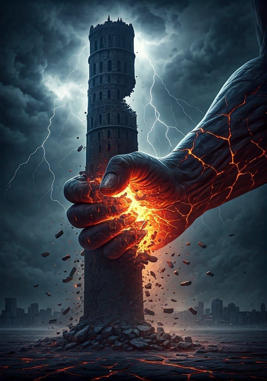 Hellish Titan's Infernal Grip: Demonic Hand Crushe... - AI Art