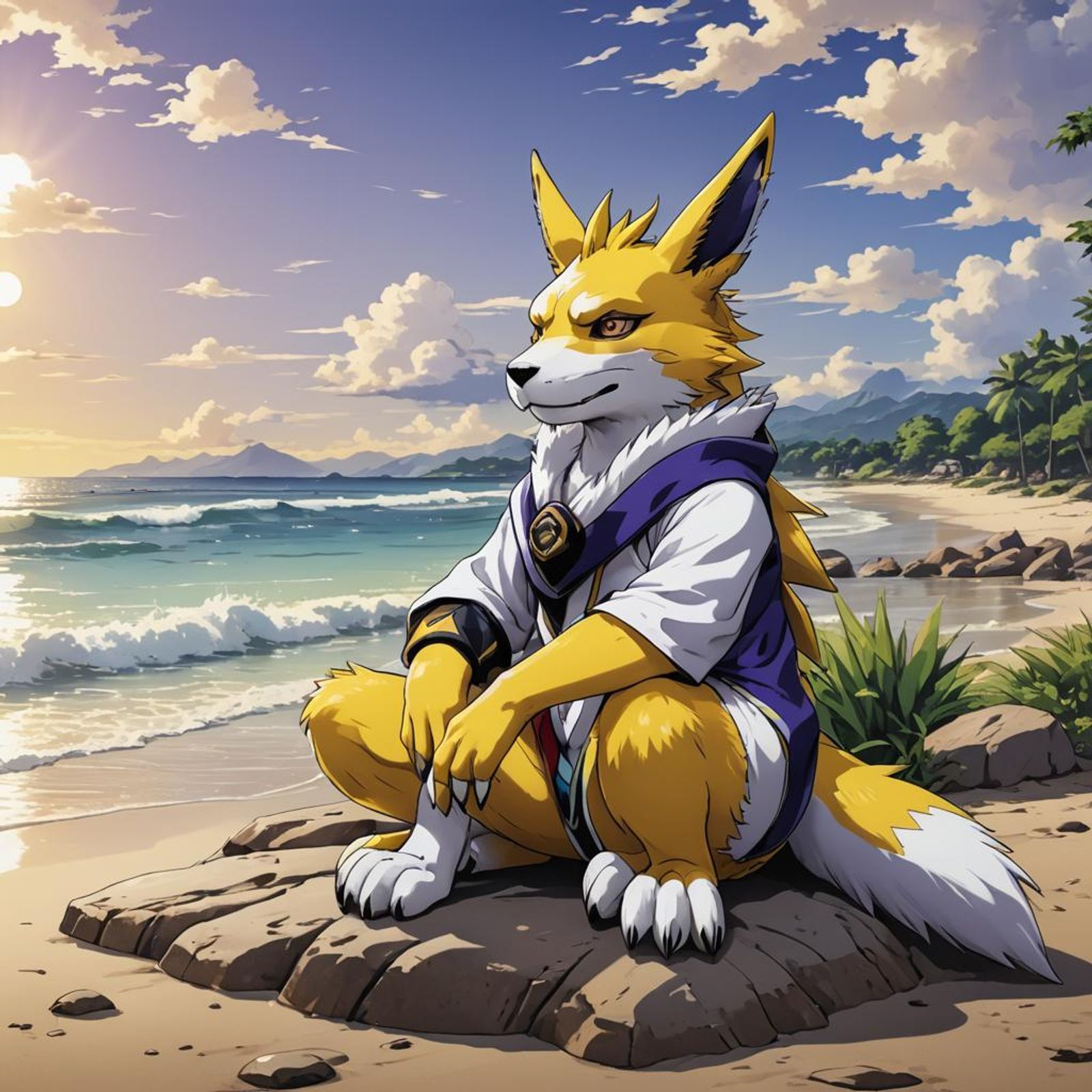 Renamon by the Beach - AI Generated Artwork - NightCafe Creator