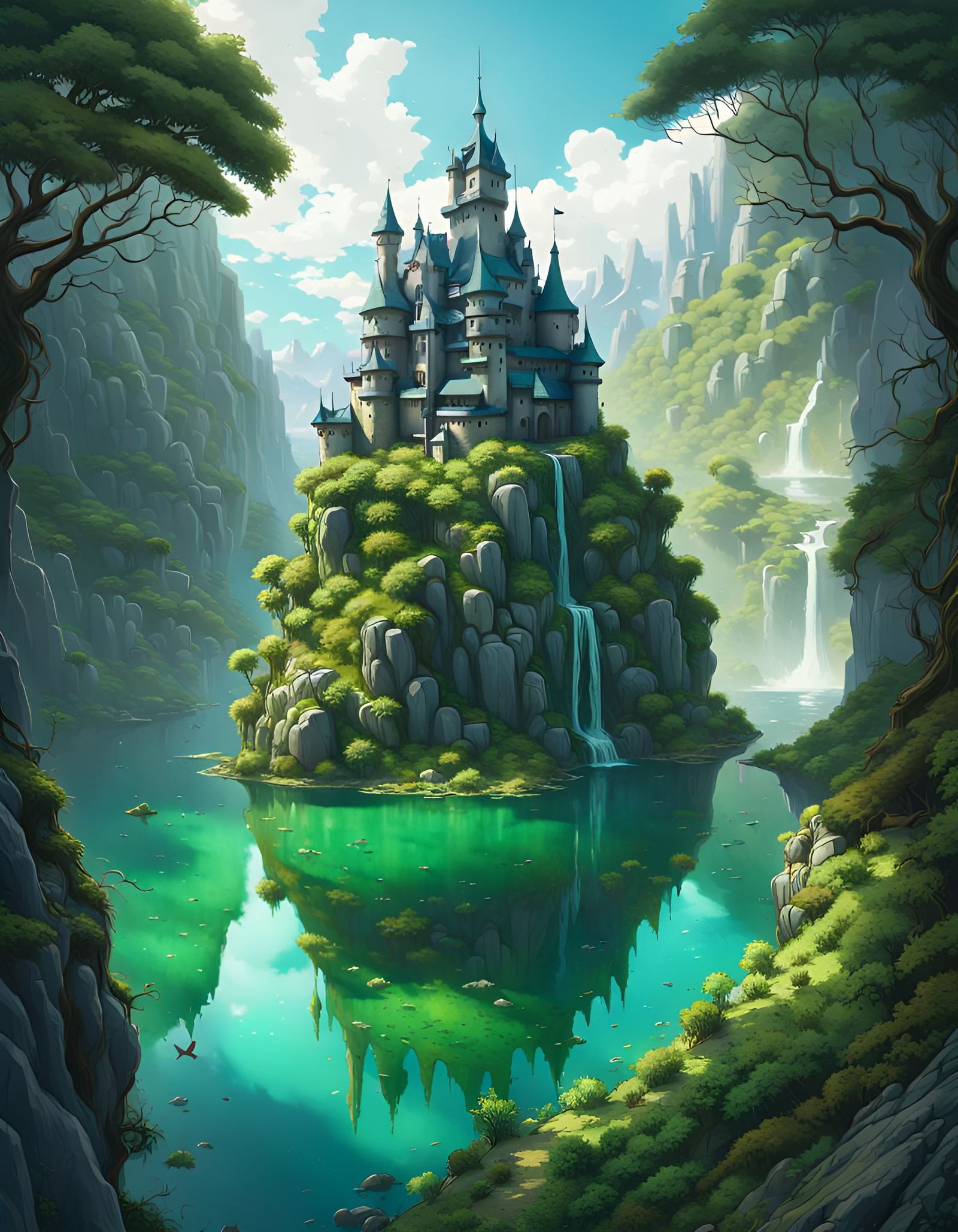 Palace of the Emerald Island - AI Generated Artwork - NightCafe Creator