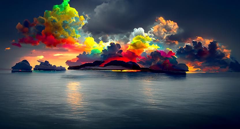 Beautiful colorful island by sundown and cloudy sky photograph by Iwan ...