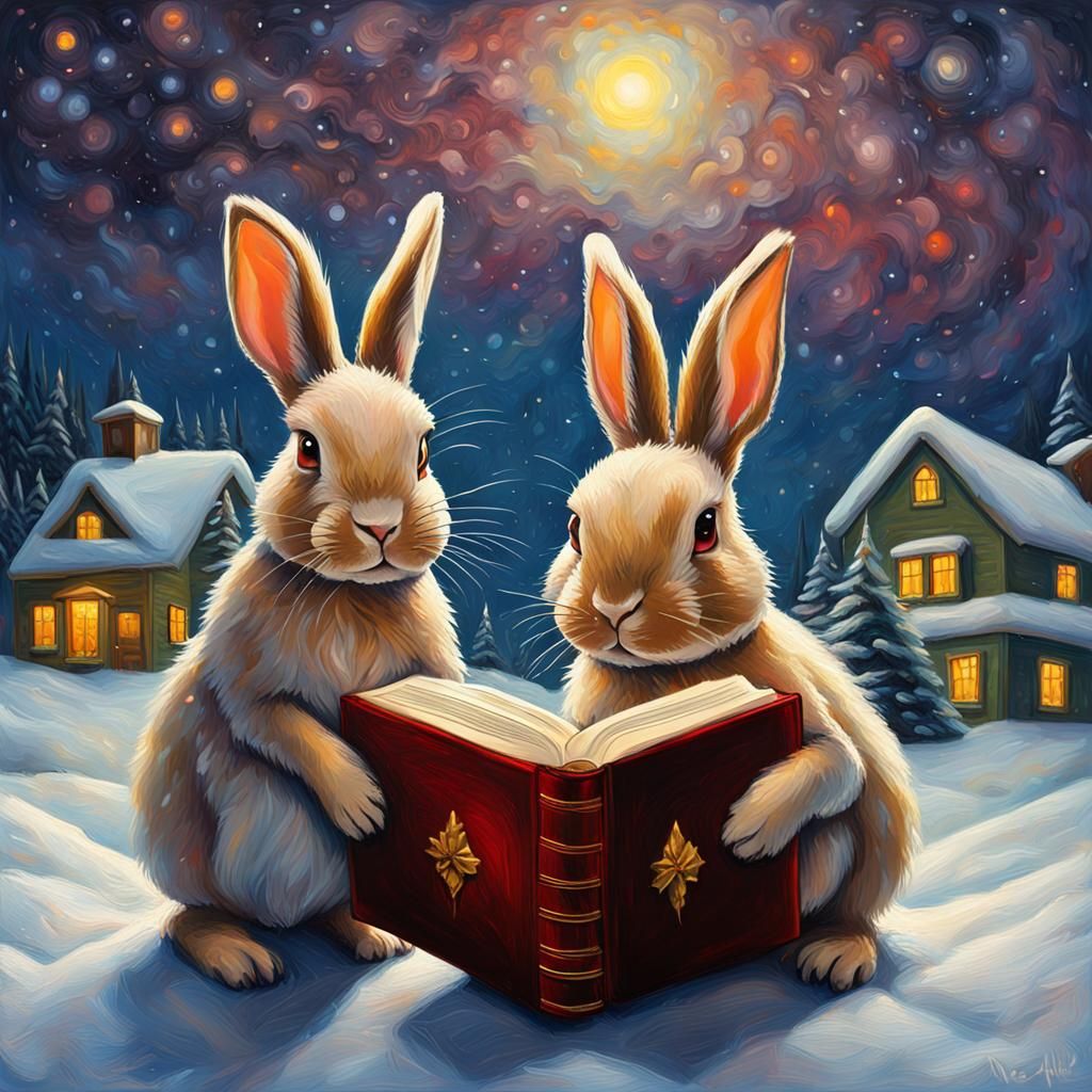 Christmas Carolers rabbits - AI Generated Artwork - NightCafe Creator