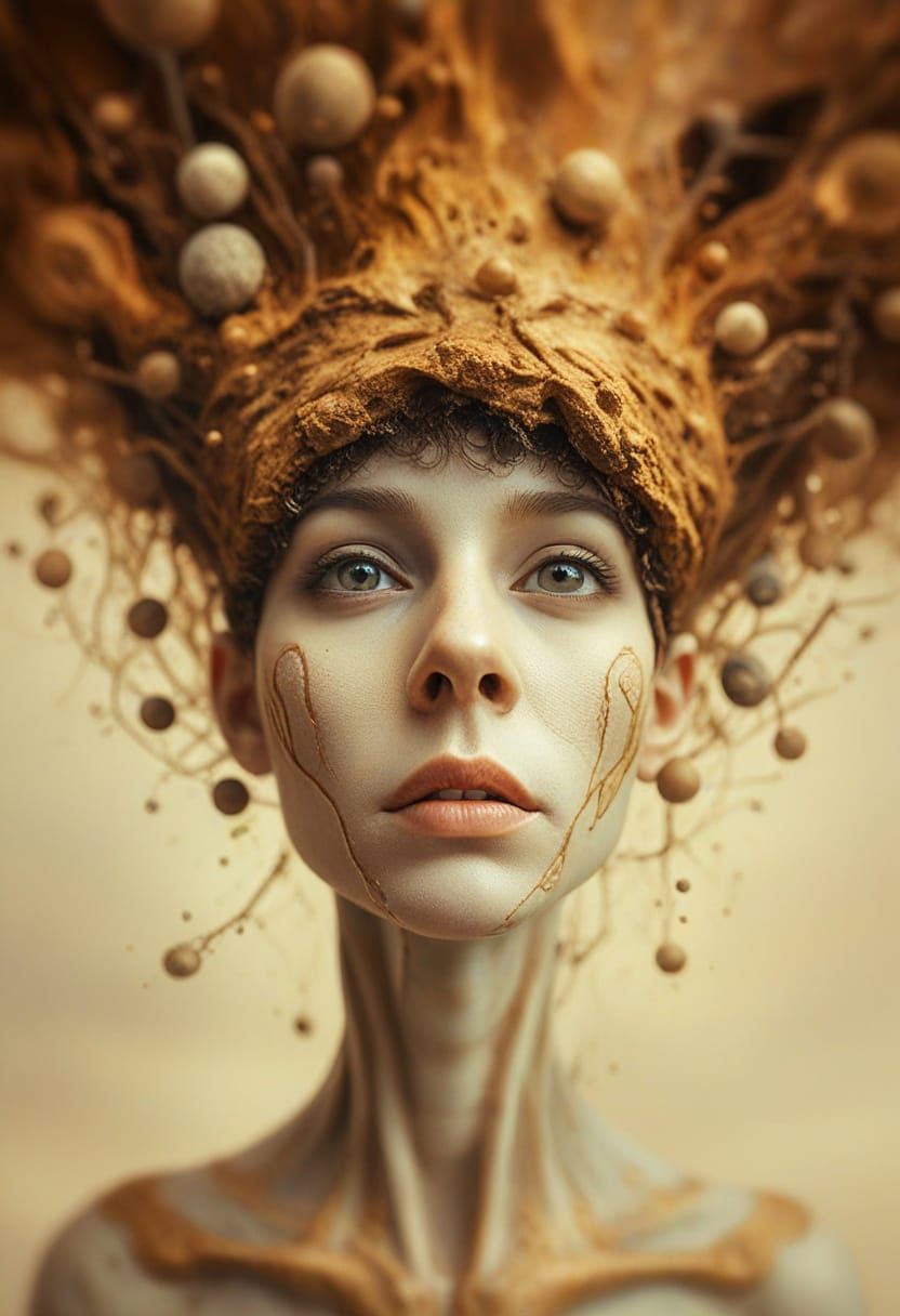 A surrealist painting - Alien in Mirrored Landscape: Surrea...