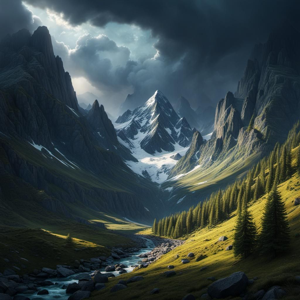Mountainscape - AI Generated Artwork - NightCafe Creator