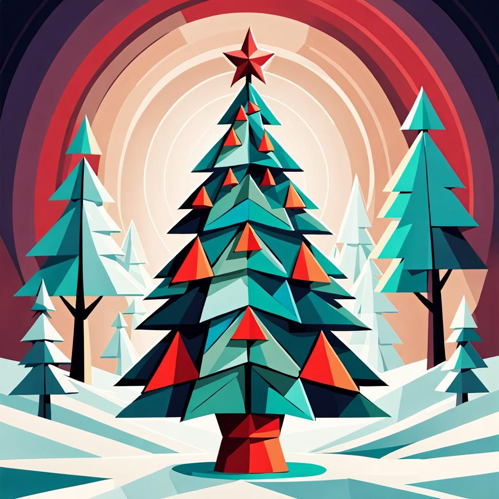 Cubist Christmas Tree - AI Generated Artwork - NightCafe Creator