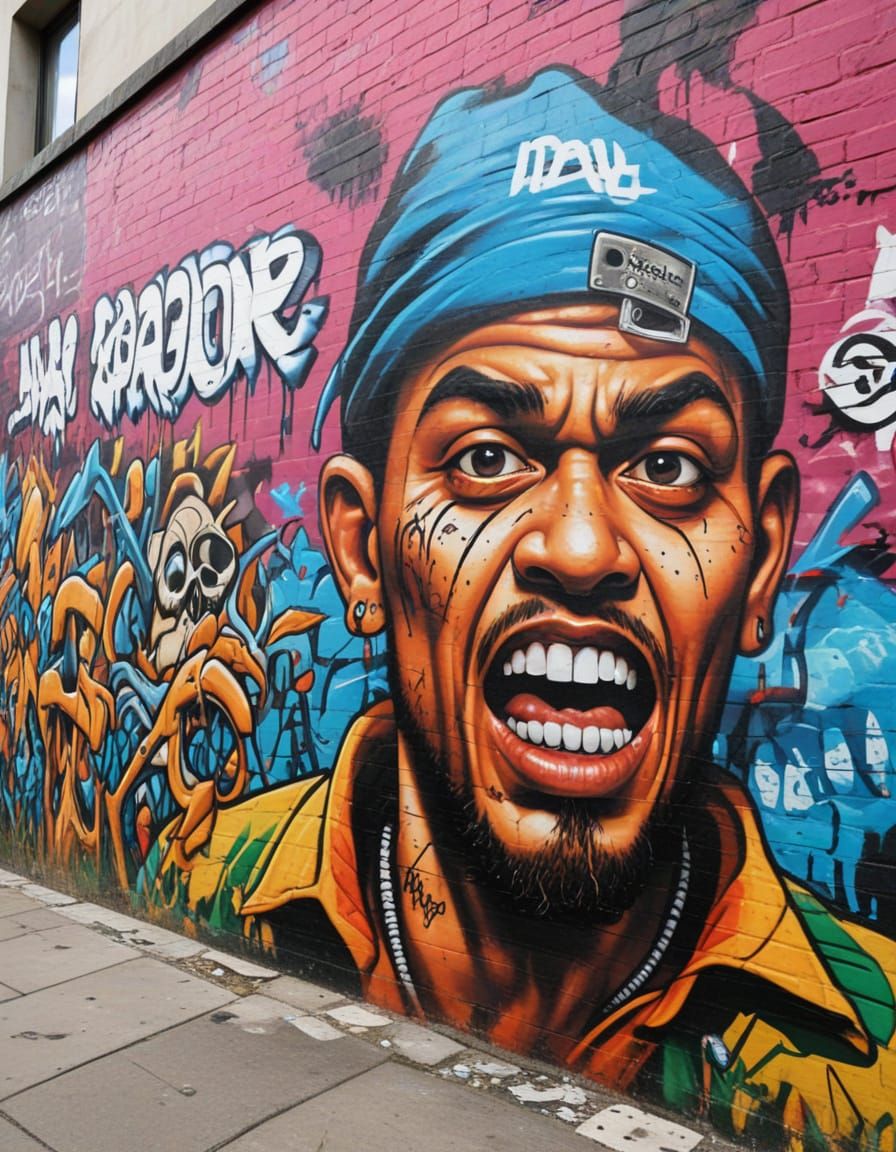 Graffiti Mural of Goons on Urban Wall - AI Art