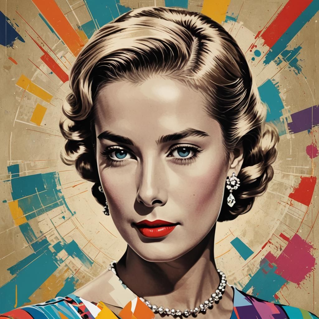 actress Grace Kelly portrait in pop art - AI Generated Artwork ...