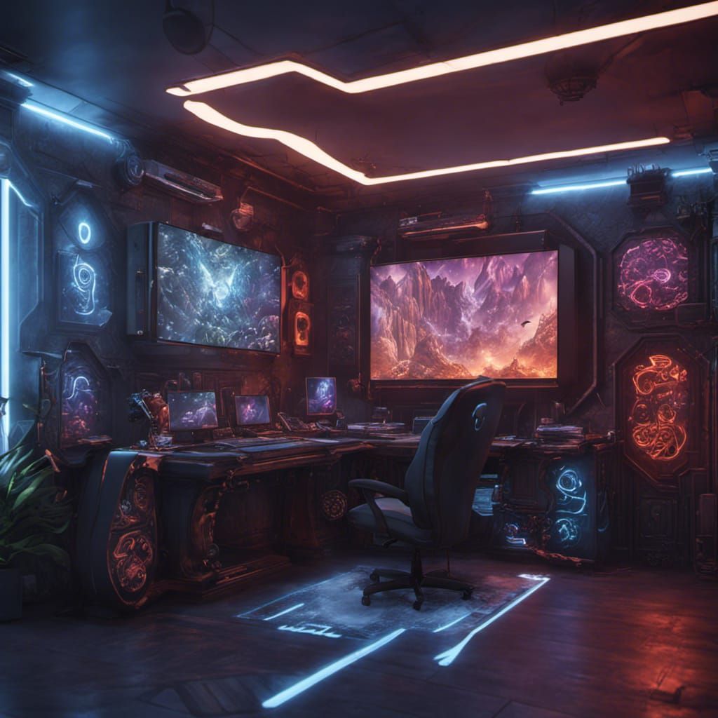 Awesome gaming room - AI Generated Artwork - NightCafe Creator
