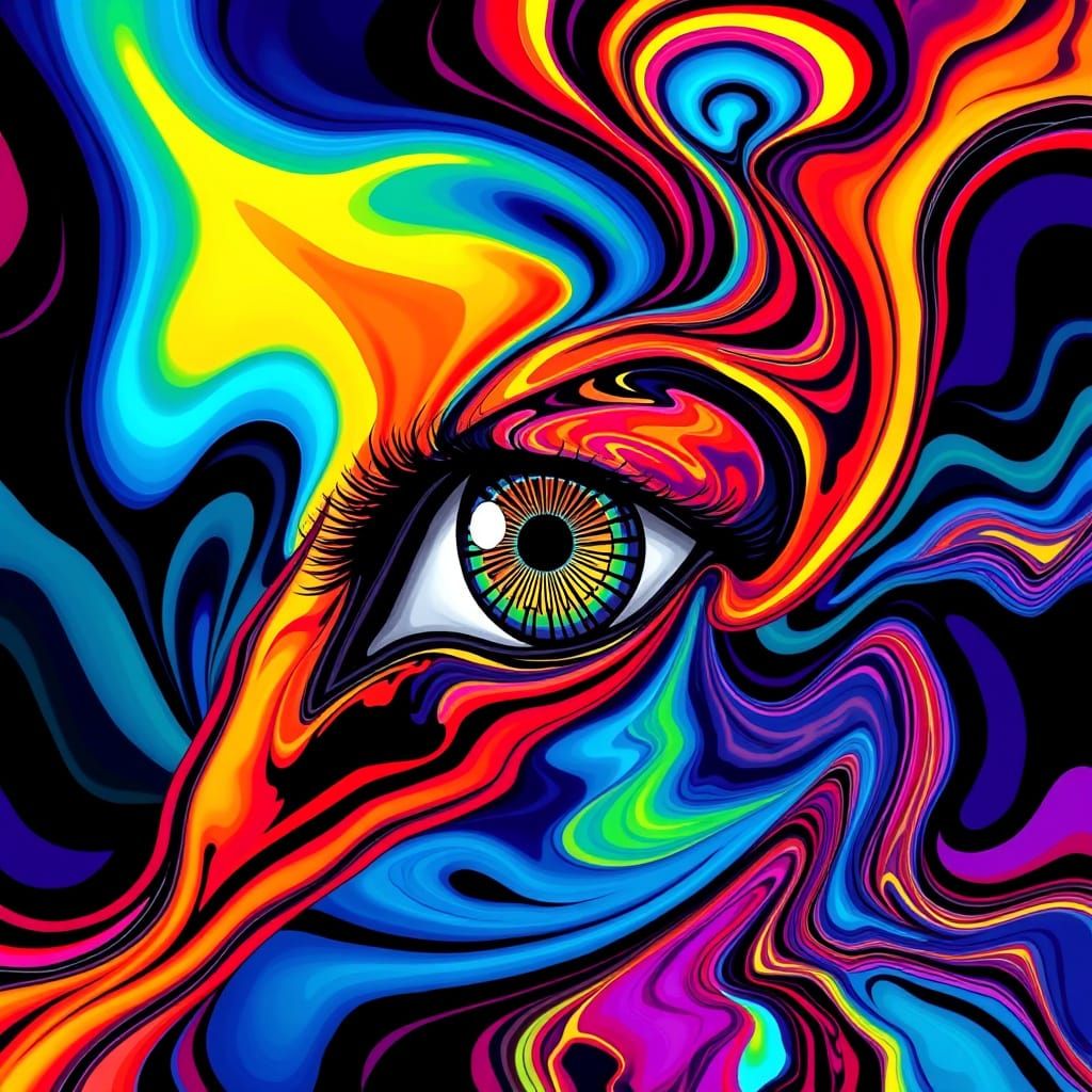 Surreal Op Art Eye Dazzles with Colorful Voodoo Ma... - AI Art