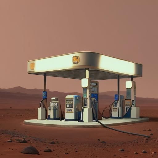 Gas station on Mars - AI Generated Artwork - NightCafe Creator