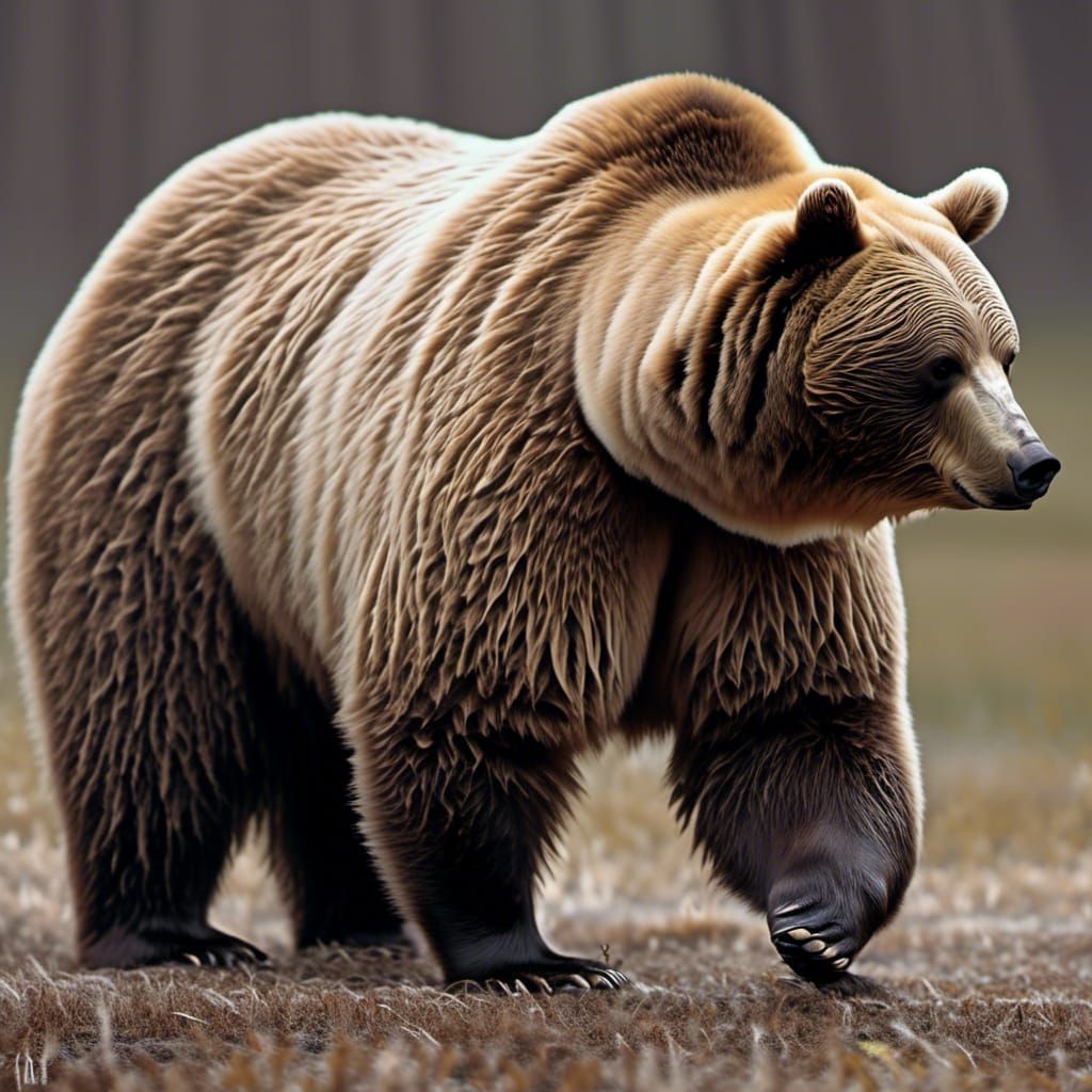 Photograph portrait exposing: Confident Obese Bear (bright eyes):- - AI ...