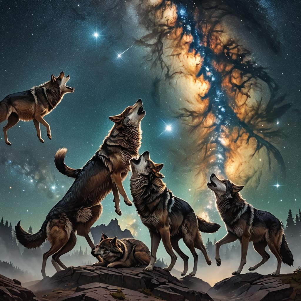 Dancing with wolves - AI Generated Artwork - NightCafe Creator