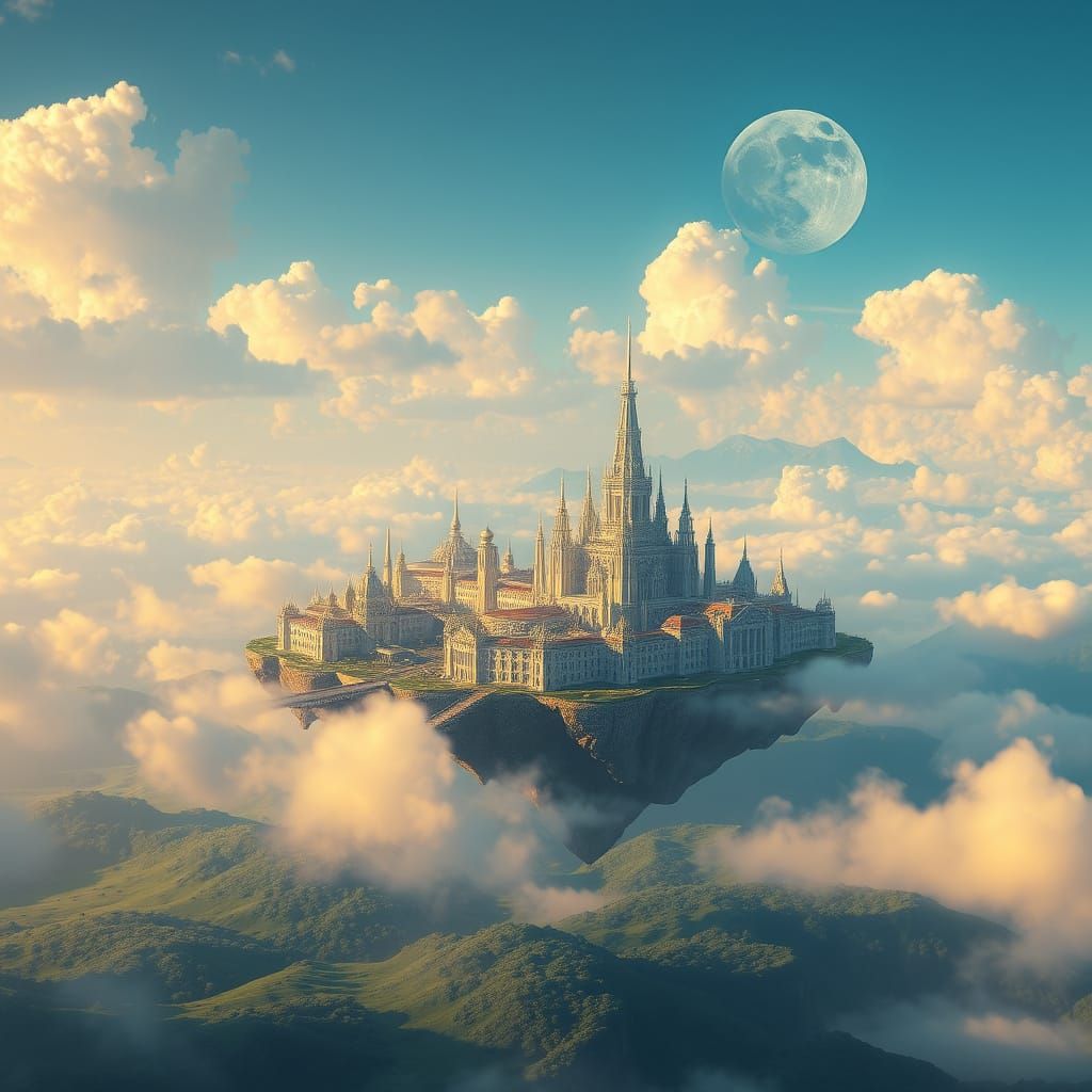 Floating Spire City - Floating City of Splintered Moonlight