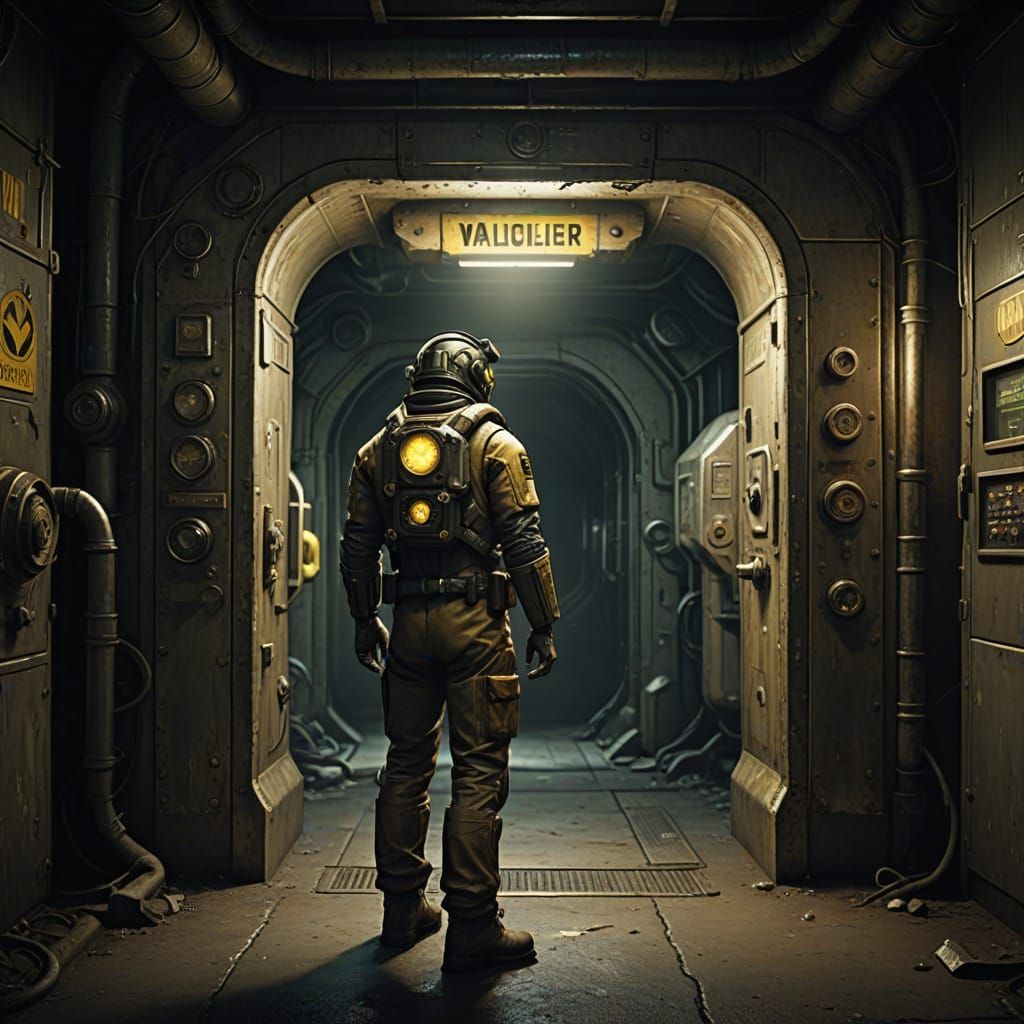 Fallout Vault 101 - Gritty Fallout Vault Dwellers Stand in F...