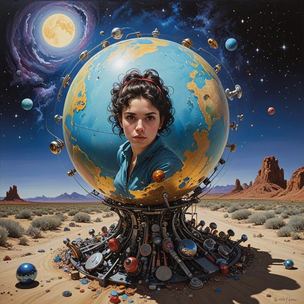 Earth in Peril: Cosmic Oil Painting - AI Art