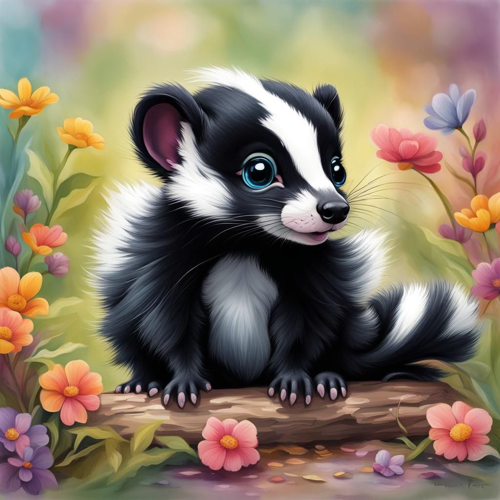 Adorable baby skunk soft and cuddly with soft big eyesCharming playful ...