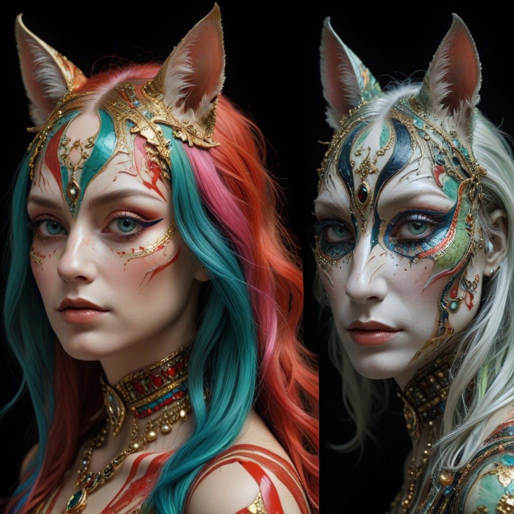 Broad mature face - Vibrant Mature Portrait with Fractal Pat...