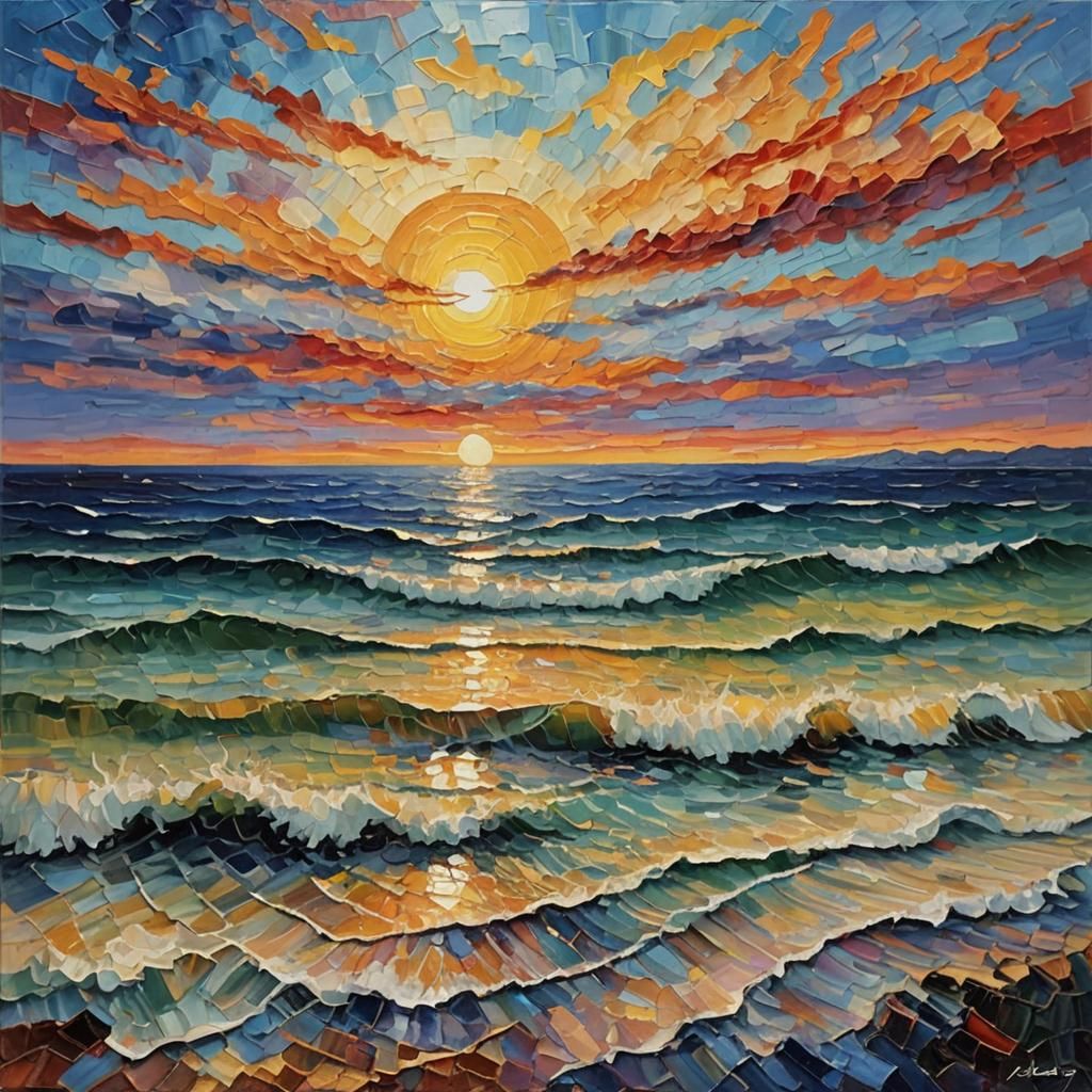 neo-impressionism sunset - AI Generated Artwork - NightCafe Creator