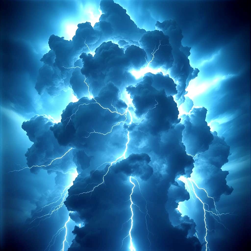 A truly monstrous thundercloud illuminated on the inside with ...