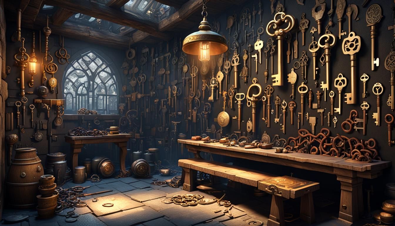 The locksmith's workshop - AI Generated Artwork - NightCafe Creator