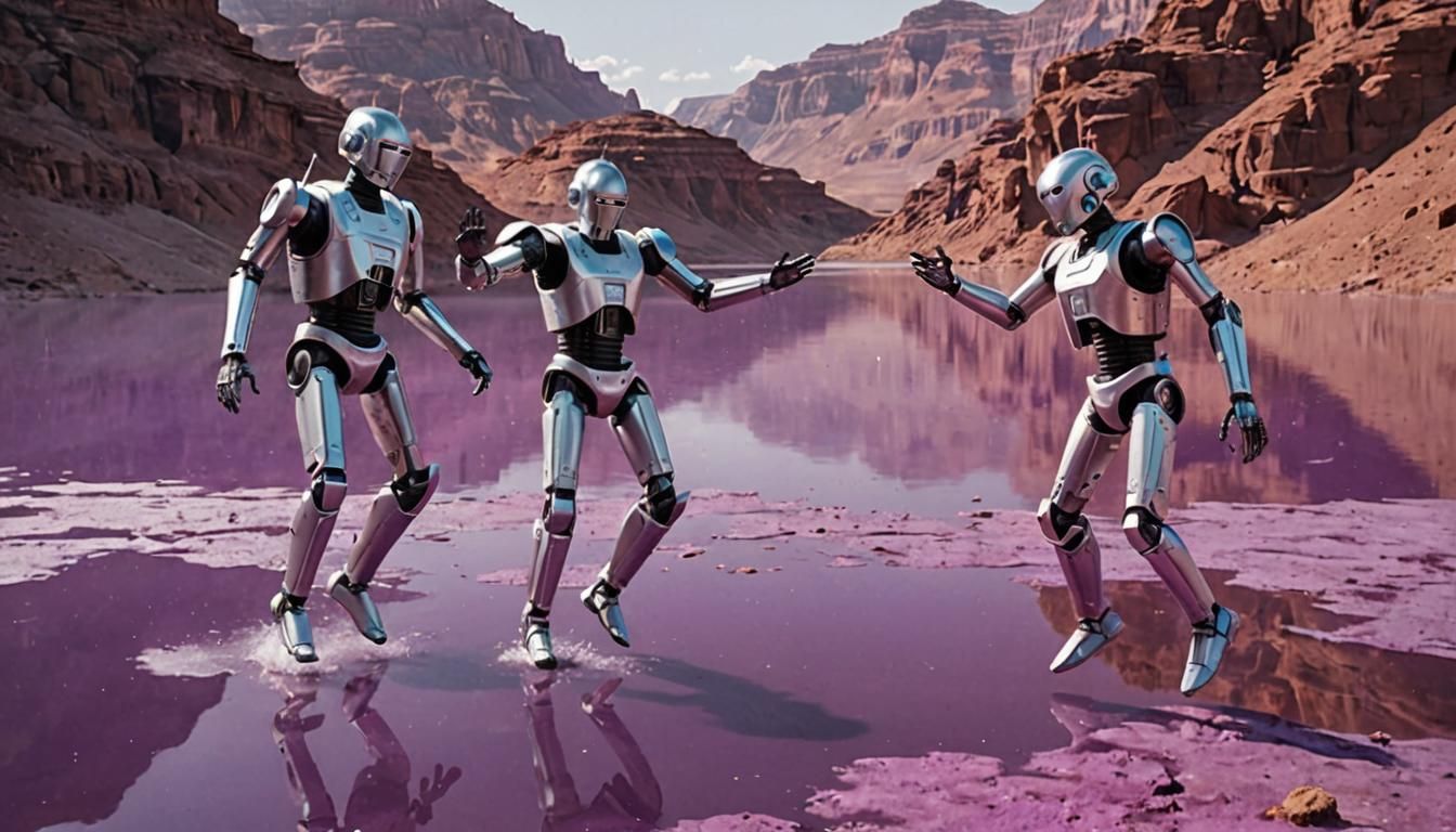 Humanoid Droids dancing on a purple lake - AI Generated Artwork ...
