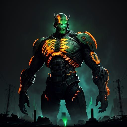 Undead Titan of Uranium - Glowing Titan in Nuclear Wasteland