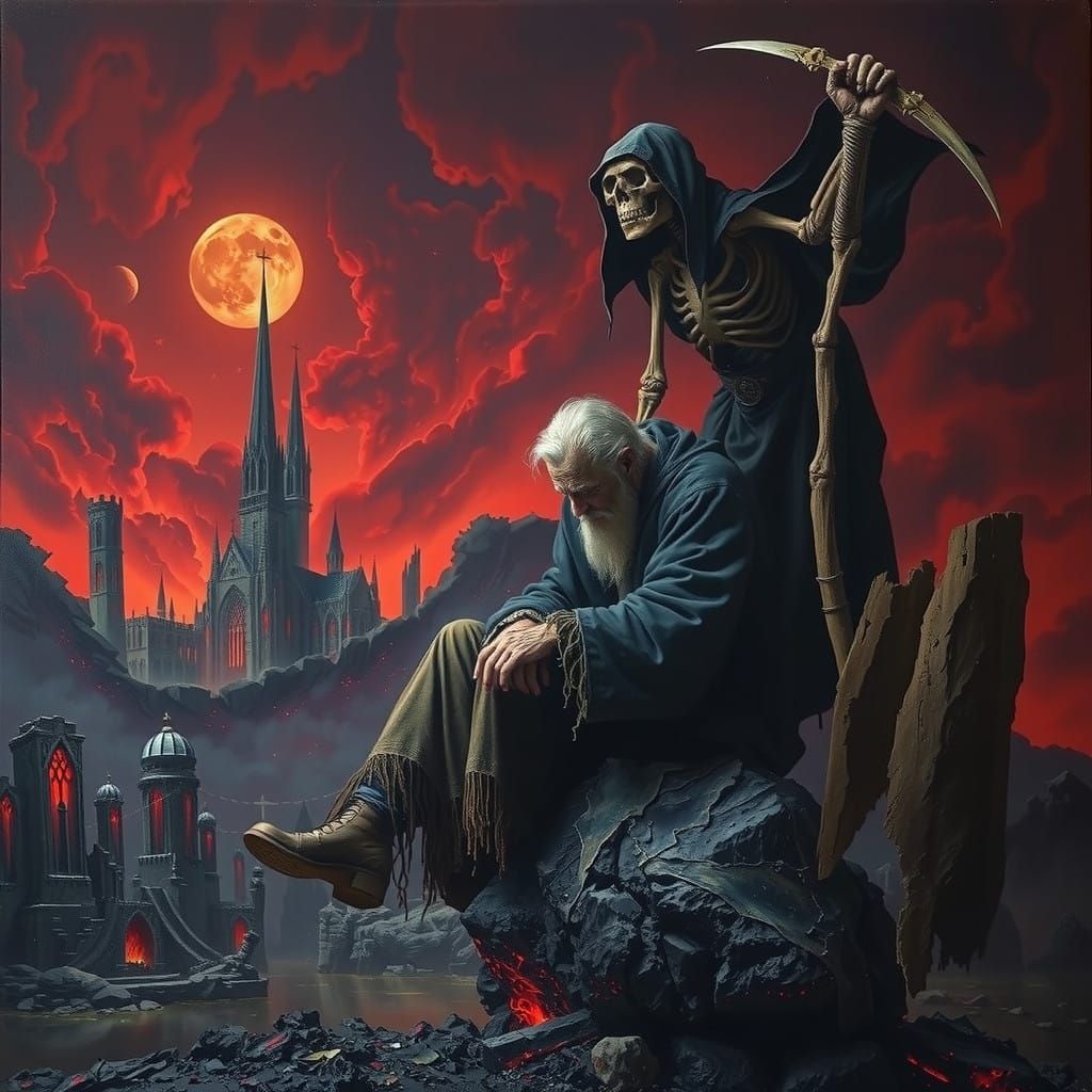 Death's Dark Reckoning in a Twisted Hellscape - AI Art