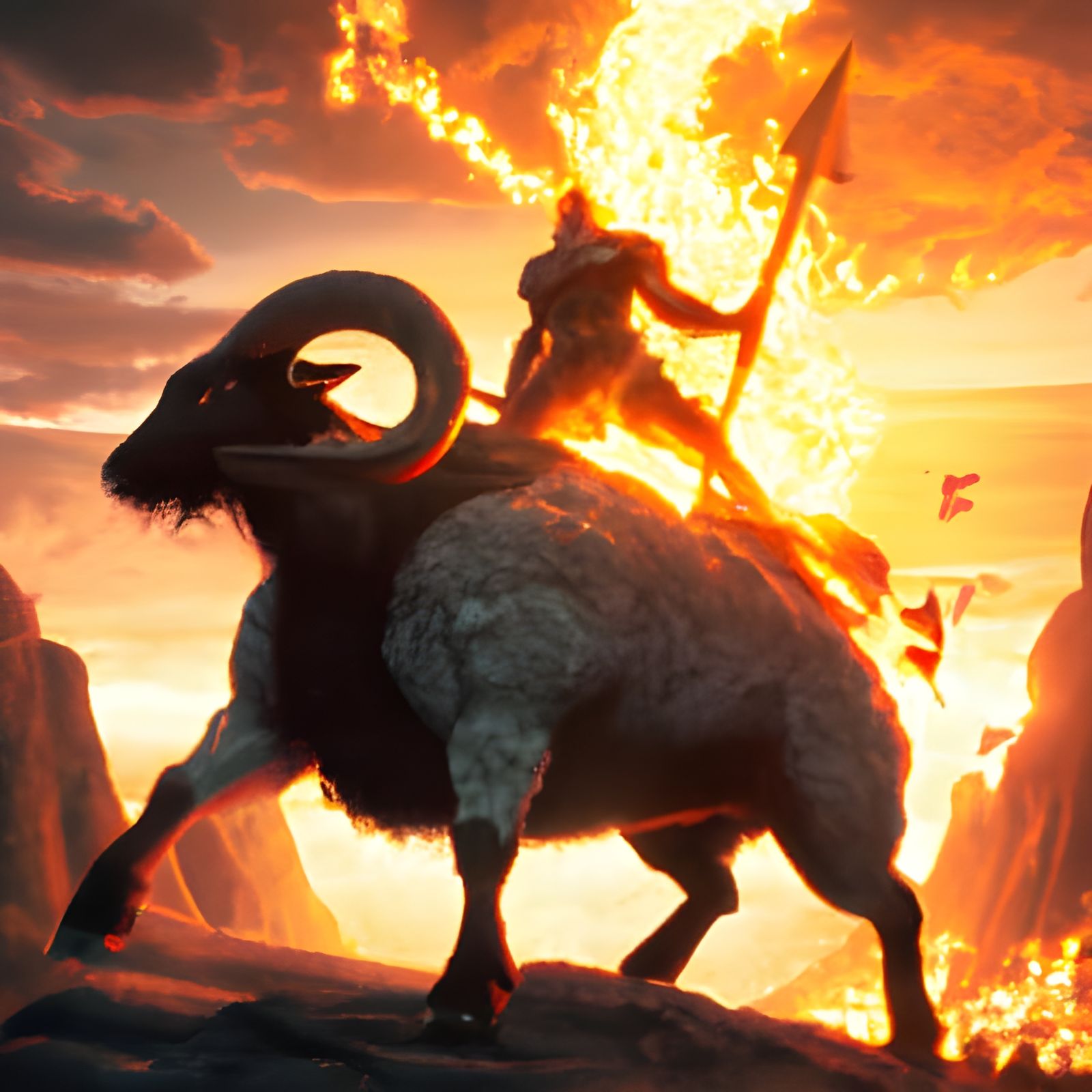 Fiery Goat of Hell - AI Generated Artwork - NightCafe Creator