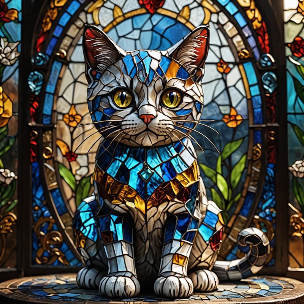 kitten made of stained glass - AI Generated Artwork - NightCafe Creator