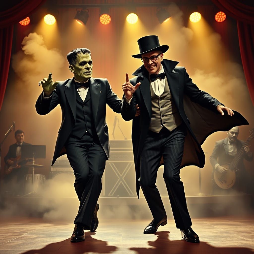 Universal Monsters Boogie in Vintage Style - AI Art