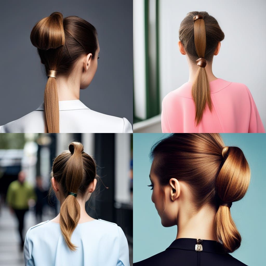hair tied in a ponytail, - AI Generated Artwork - NightCafe Creator