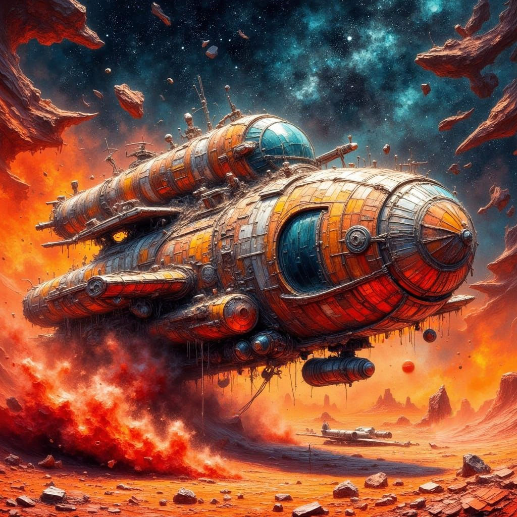 Coming Through - Rusted Spaceship Lands on Mars in Vibrant W...