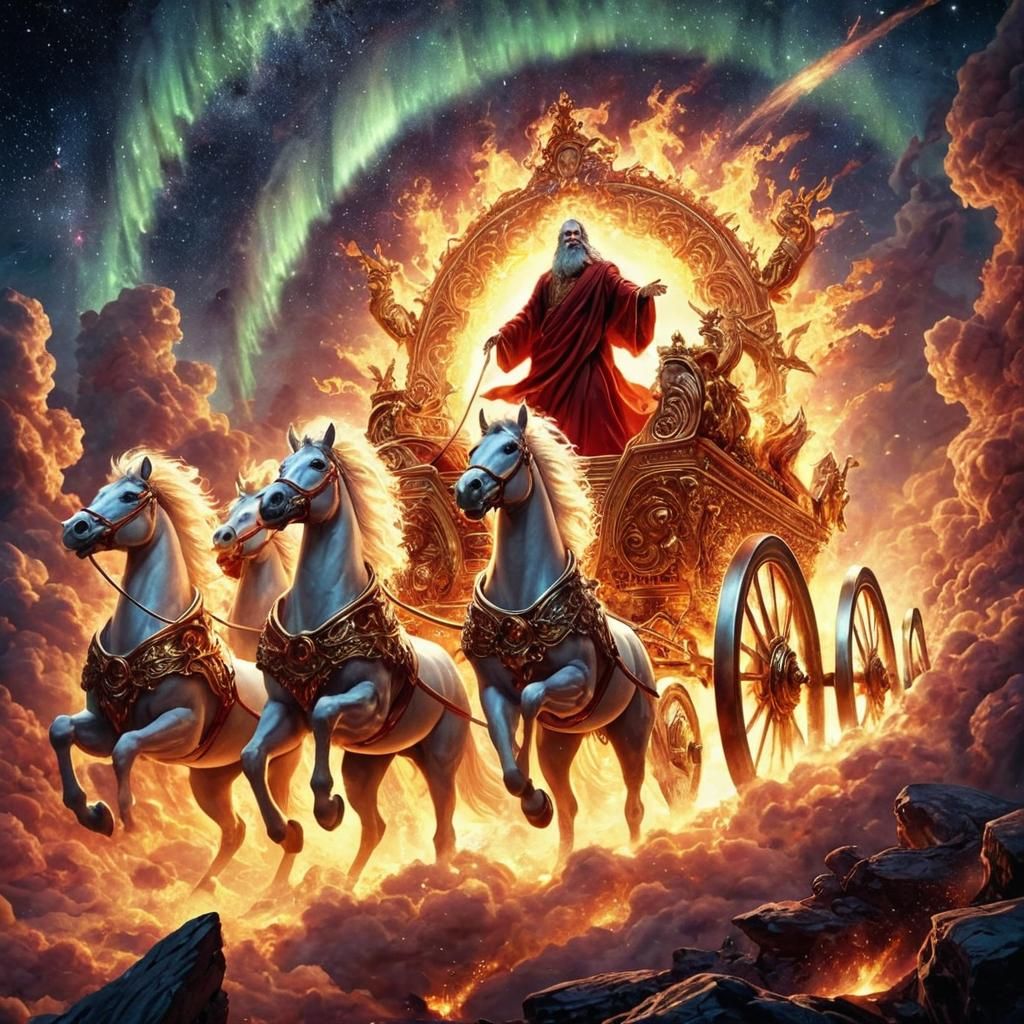 Prophet Elijah translated to heaven on chariot of fire and horses of ...