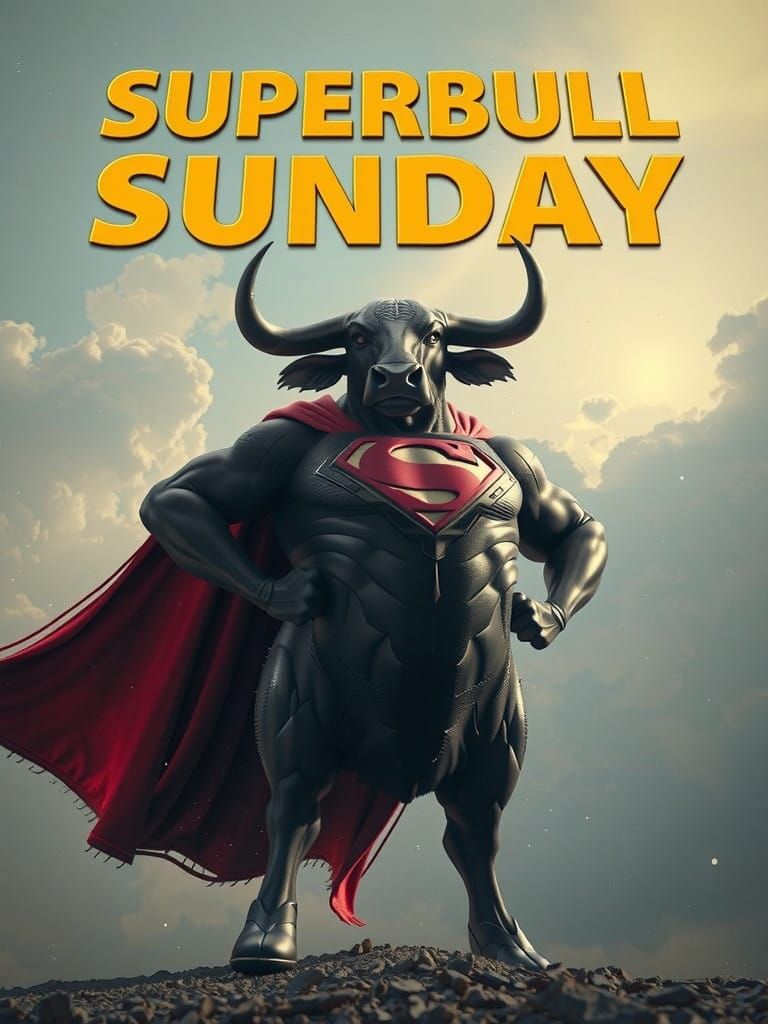 Cyberpunk Bull as Superman in Epic Cinematic Style - AI Art