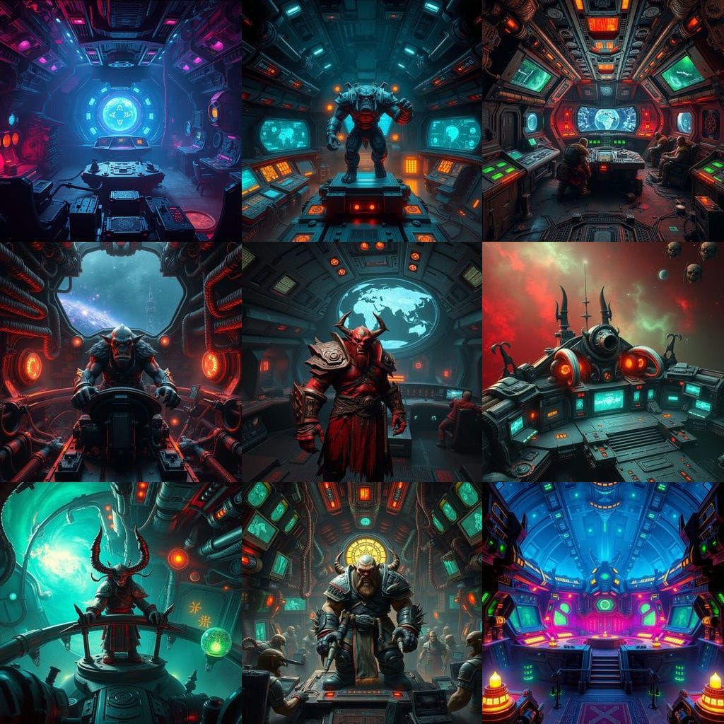 Fantastical Space Orc Star Ship Command Bridge in ... - AI Art