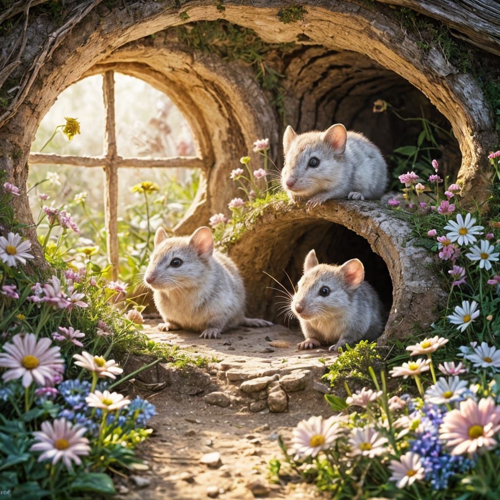 Süße Mäuse - Whimsical Mice at Play in their Enchanted Home