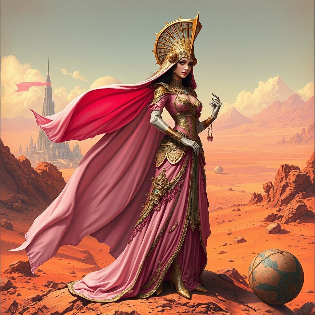 Mars Princess in Baroque Victorian Regalia - AI Art
