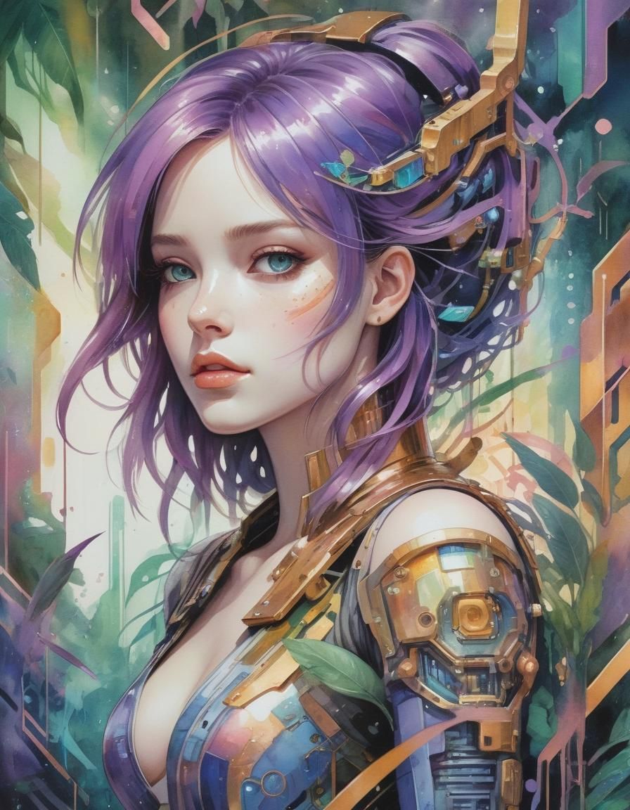 neo-futuristic Sci-fi Girl - Cyberpunk Sci-Fi Goddess in a N...