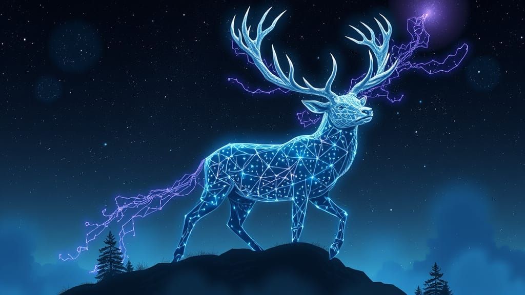 Epic fantasy illustration of a majestic Living Constellation Beast ...