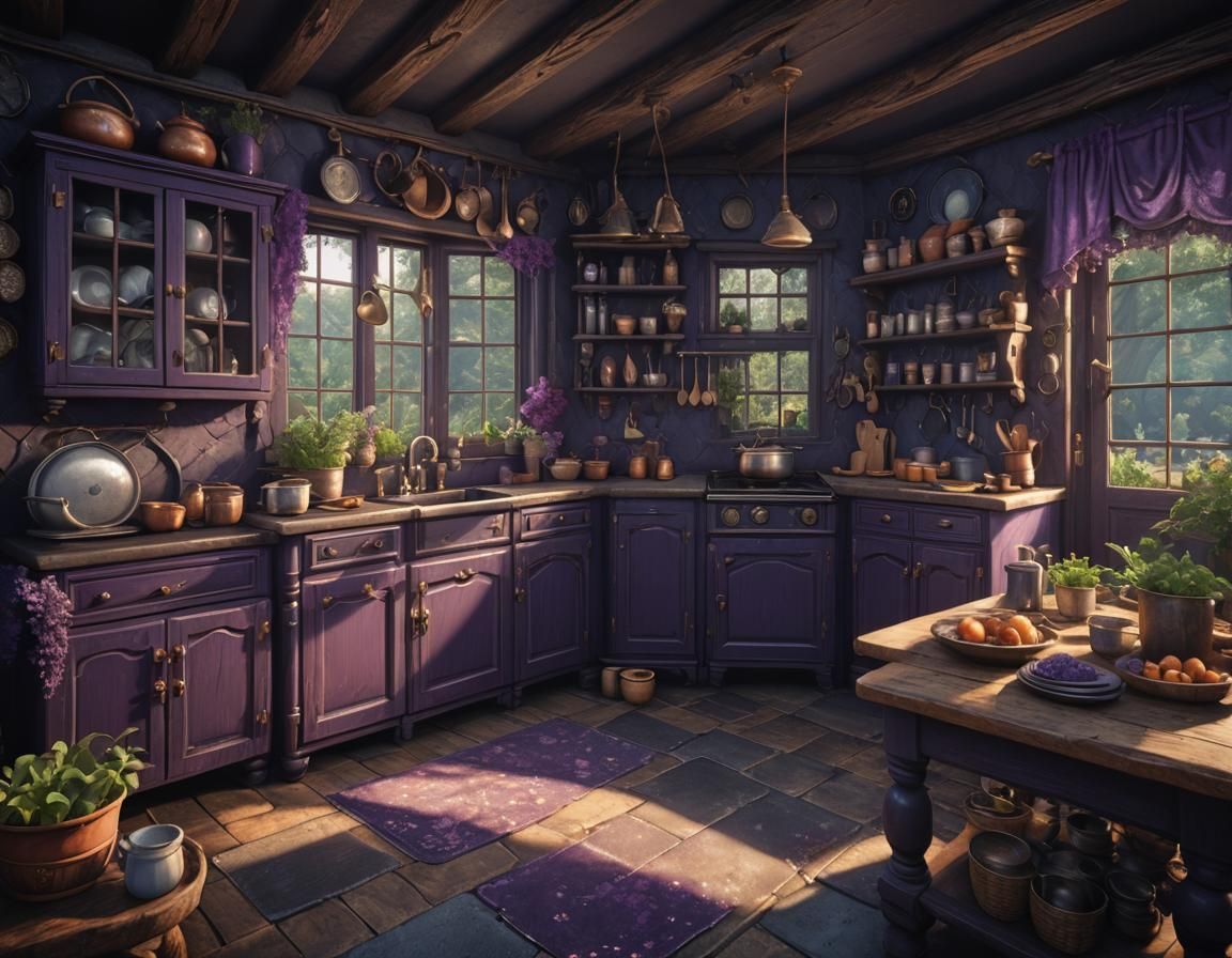 A Purple Cottagecore Themed Kitchen Concept 🏠 - AI Generated Artwork ...