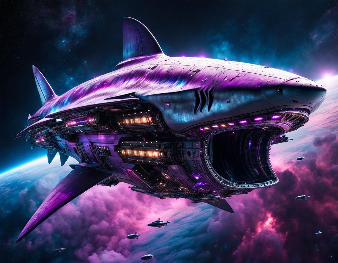 Futuristic Shark Spaceship - AI Generated Artwork - NightCafe Creator