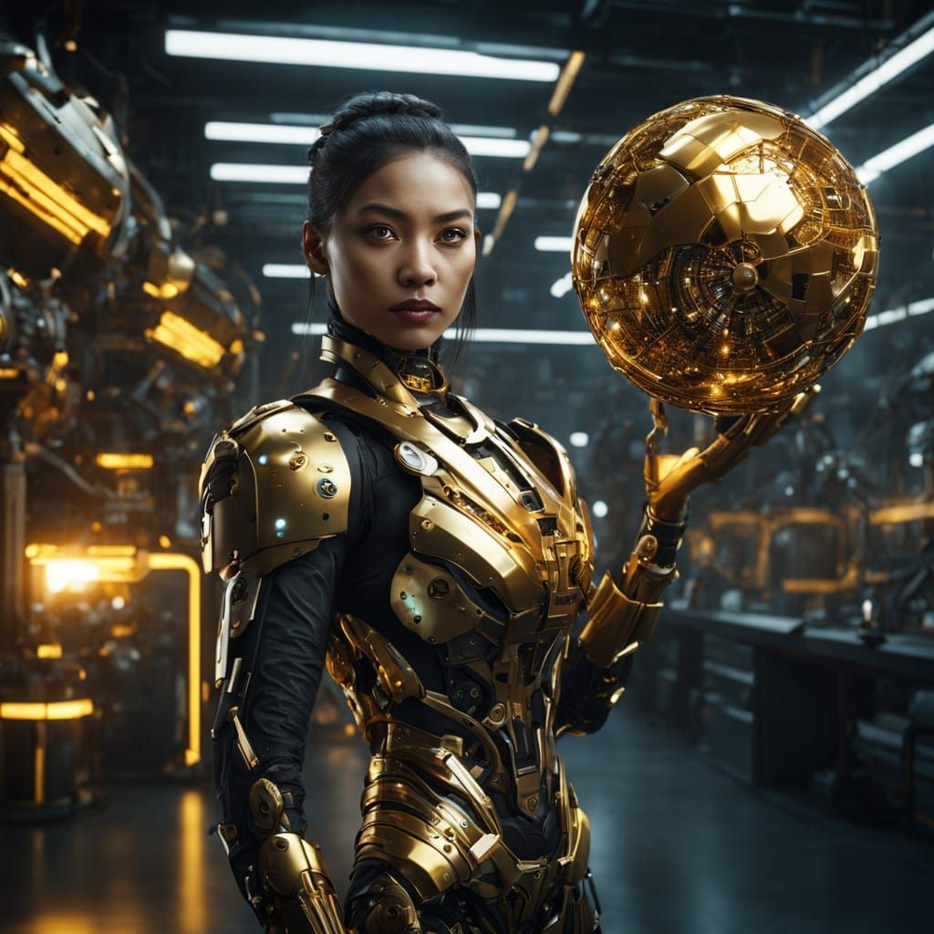 The Sphere - Laboratory - Cyborg Goddess in Golden Sanctuar...