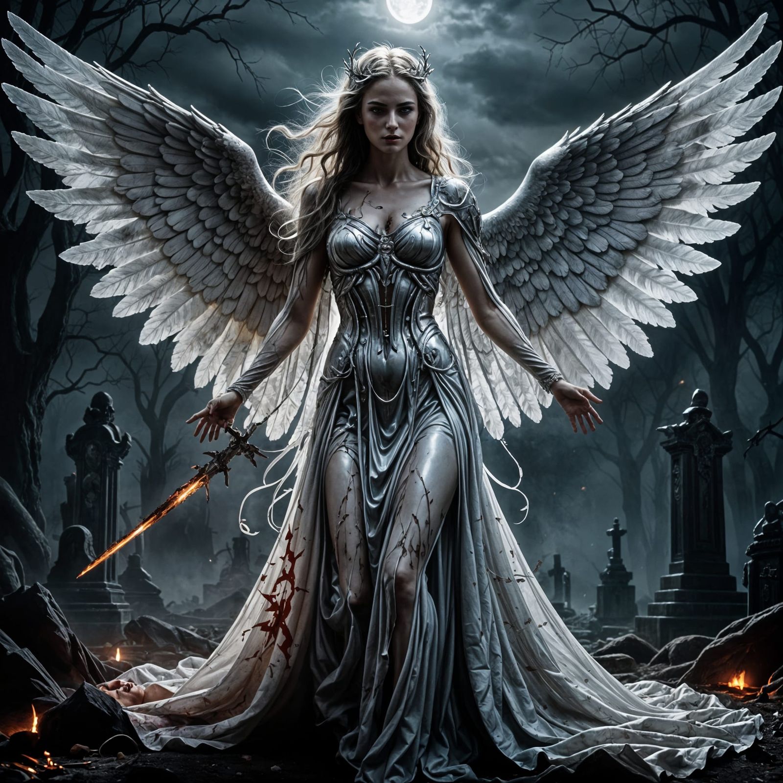 Fallen angel - Ethereal Fallen Angel Rises from Graveyard Sh...
