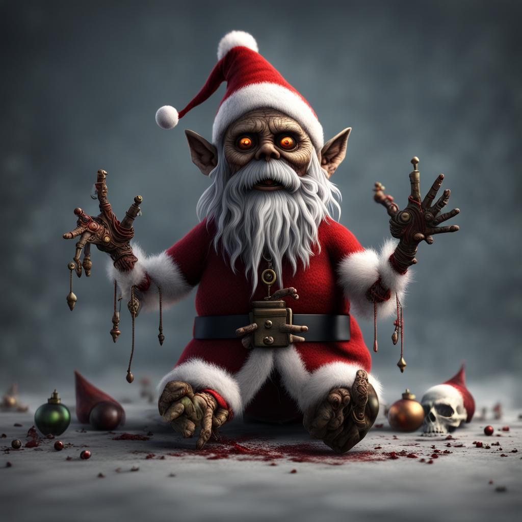 Santa claus' elf living dead voodoo doll - AI Generated Artwork ...