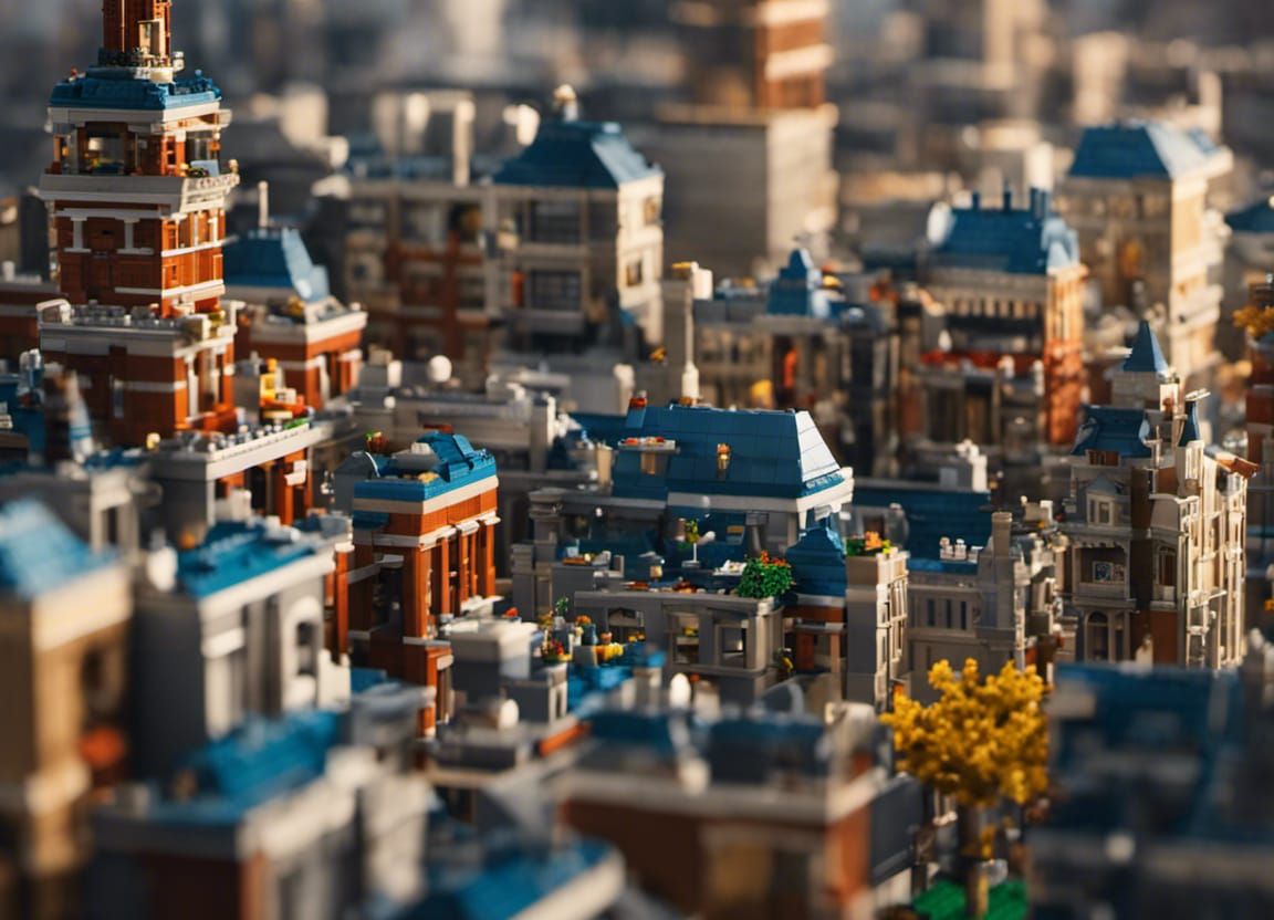 A Lego cityscape made entirely of Legos, eye level, 8k resolution ...