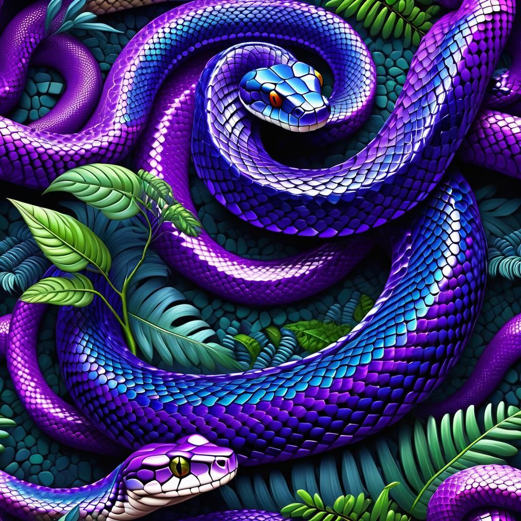 Mpwapwa Purple-Glossed Snakes - AI Generated Artwork - NightCafe Creator