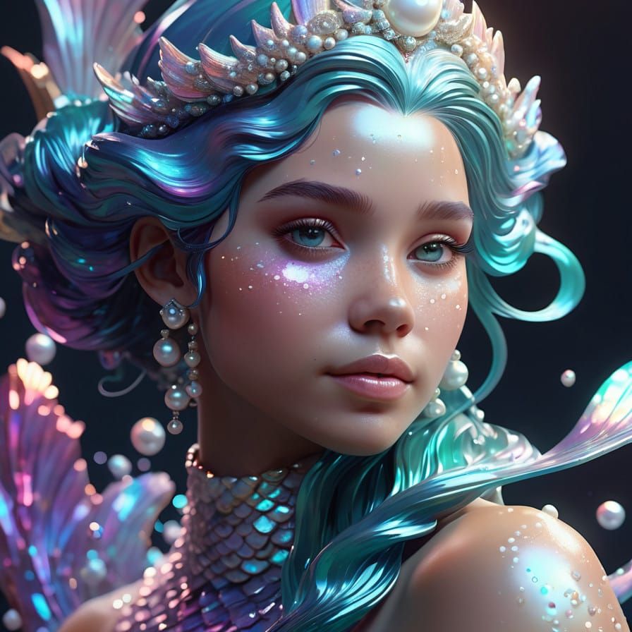 Cyberpunk Princess Mermaid Portrait - AI Art
