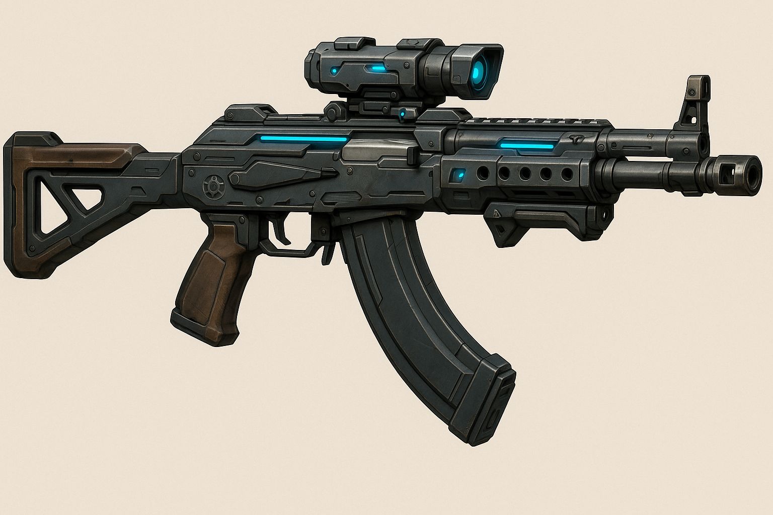 Sci Fi AS-44 - Detailed Science Fiction Rifle Illustration